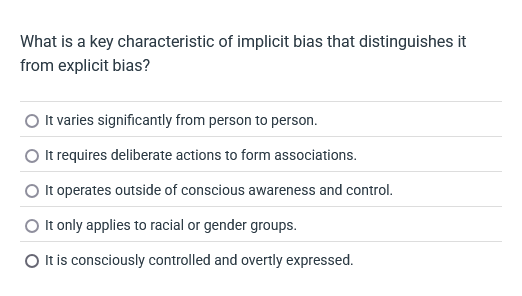 What is a key characteristic of implicit | StudyX