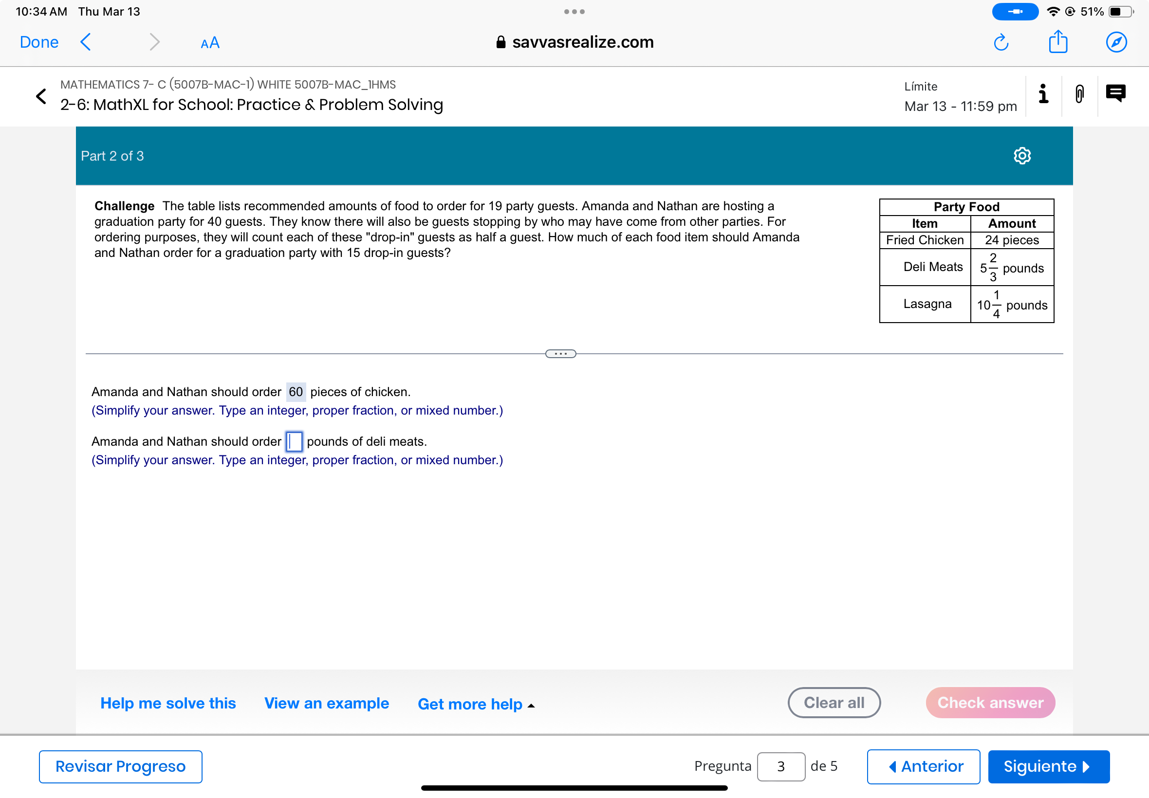 Challenge The table lists recommended | StudyX