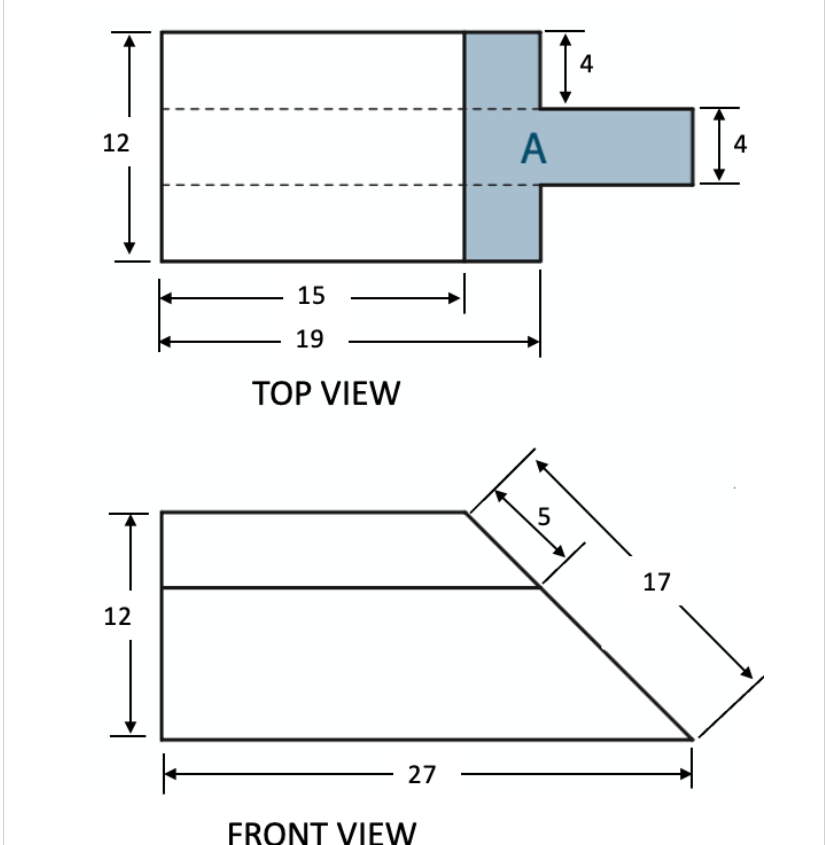 The image shows the top and front views of a | StudyX