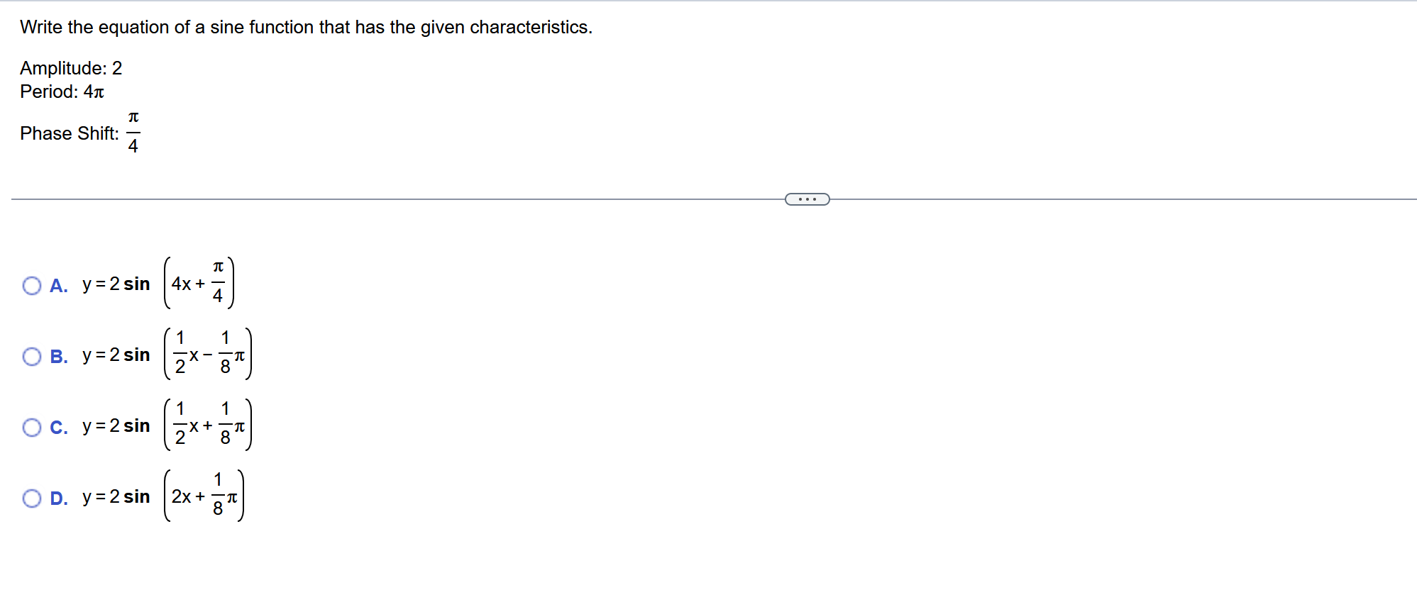 Write the equation of a sine function that | StudyX