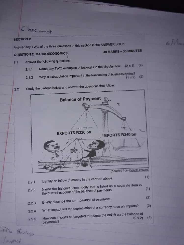 Class-work SECTION B Answer any TWO of the | StudyX