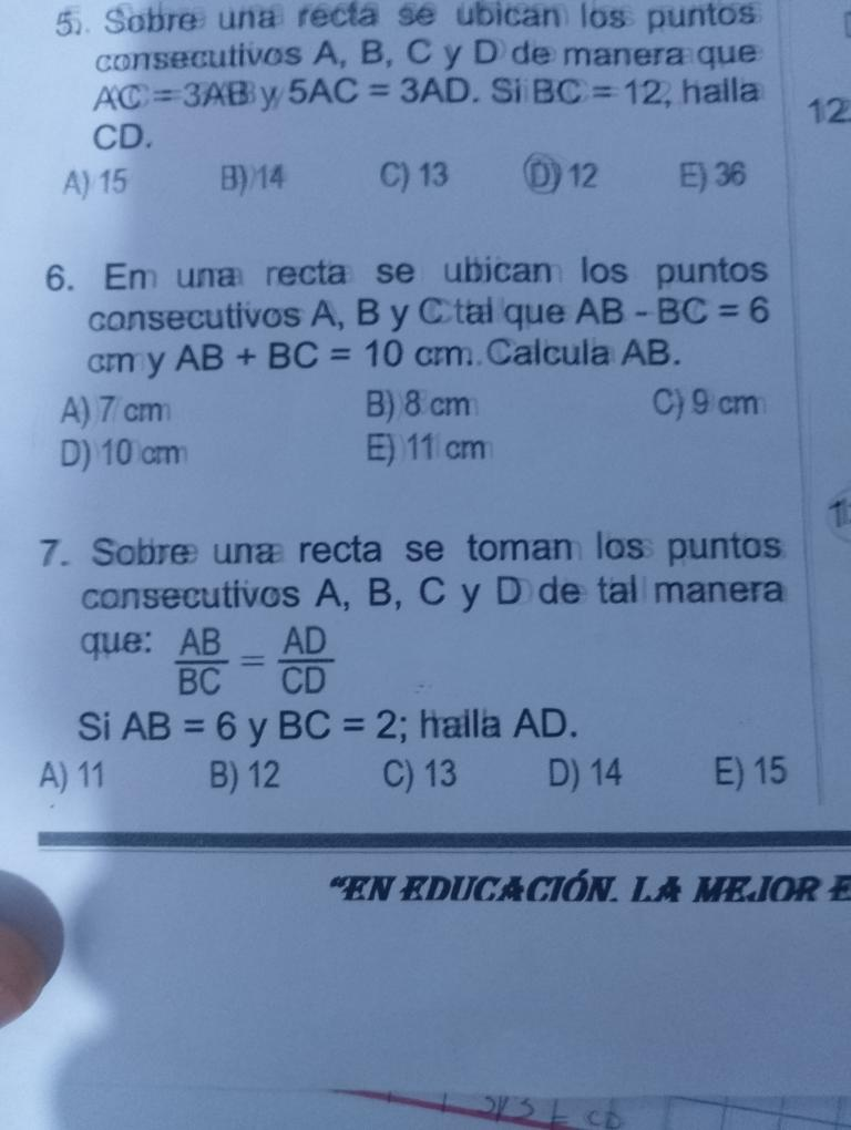 7. Sobre una recta se toman los puntos | StudyX