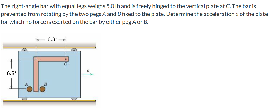 The right-angle bar with equal legs weighs | StudyX