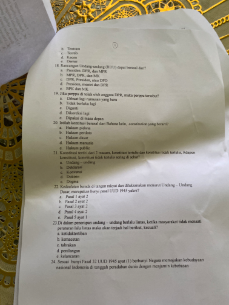 18. Rancangan Undang-undang (RUU) dapat | StudyX