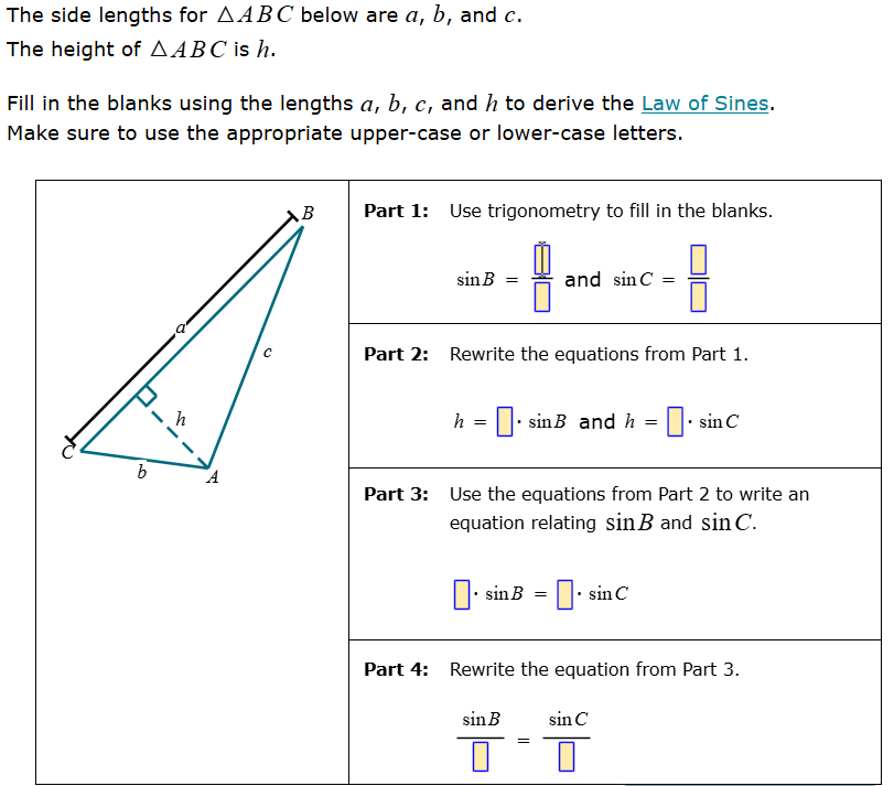 The side lengths for $ ABC$ below are $a$, | StudyX