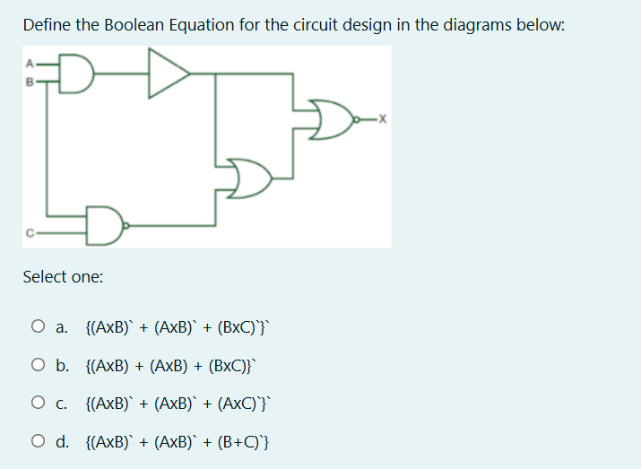 Define the Boolean Equation for the circuit | StudyX