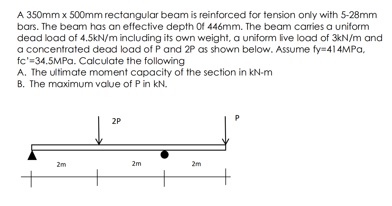 A 350mm x 500mm rectangular beam is | StudyX