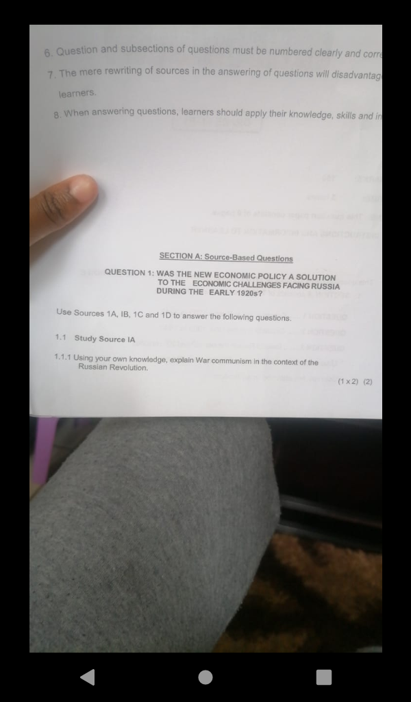 SECTION A: Source-Based Questions QUESTION | StudyX