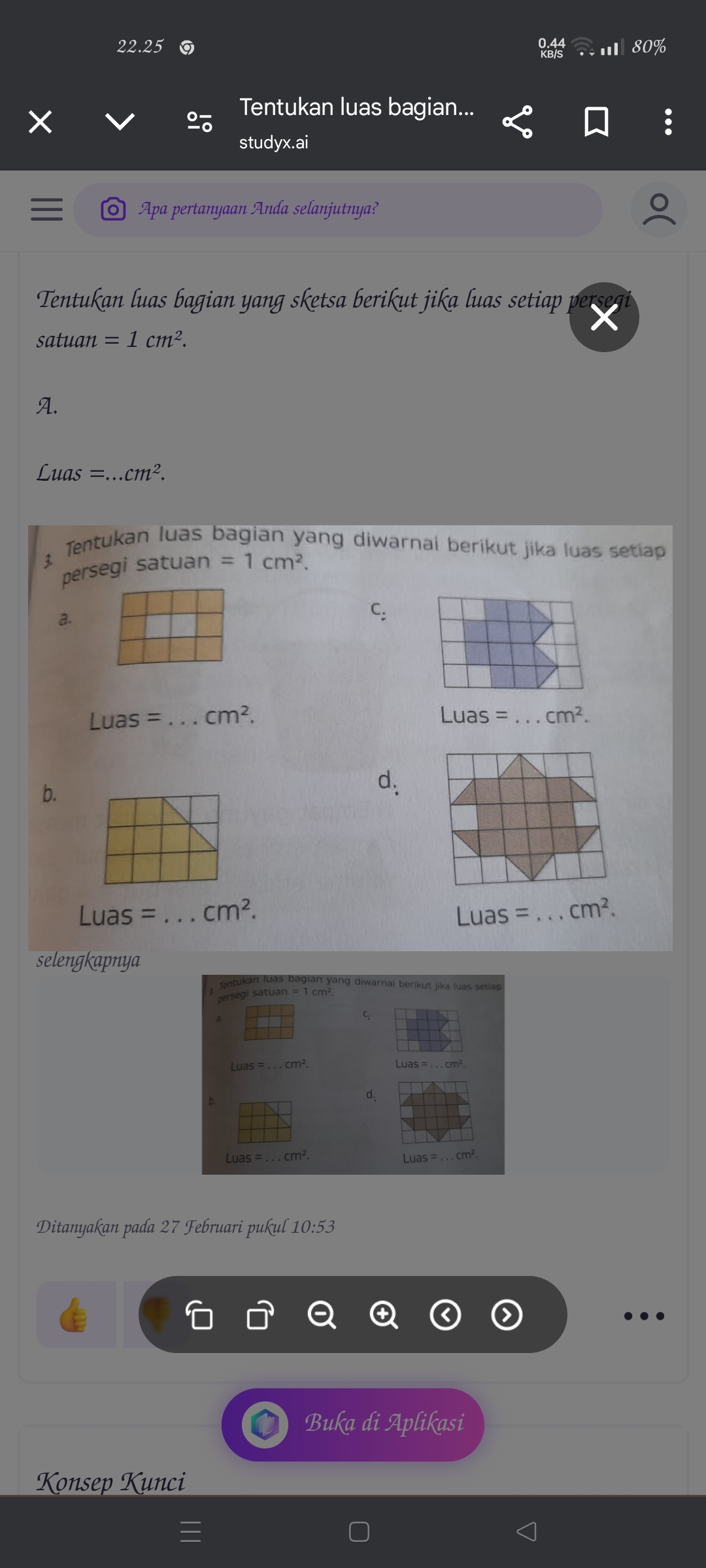 Tentukan luas bagian yang sketsa berikut | StudyX