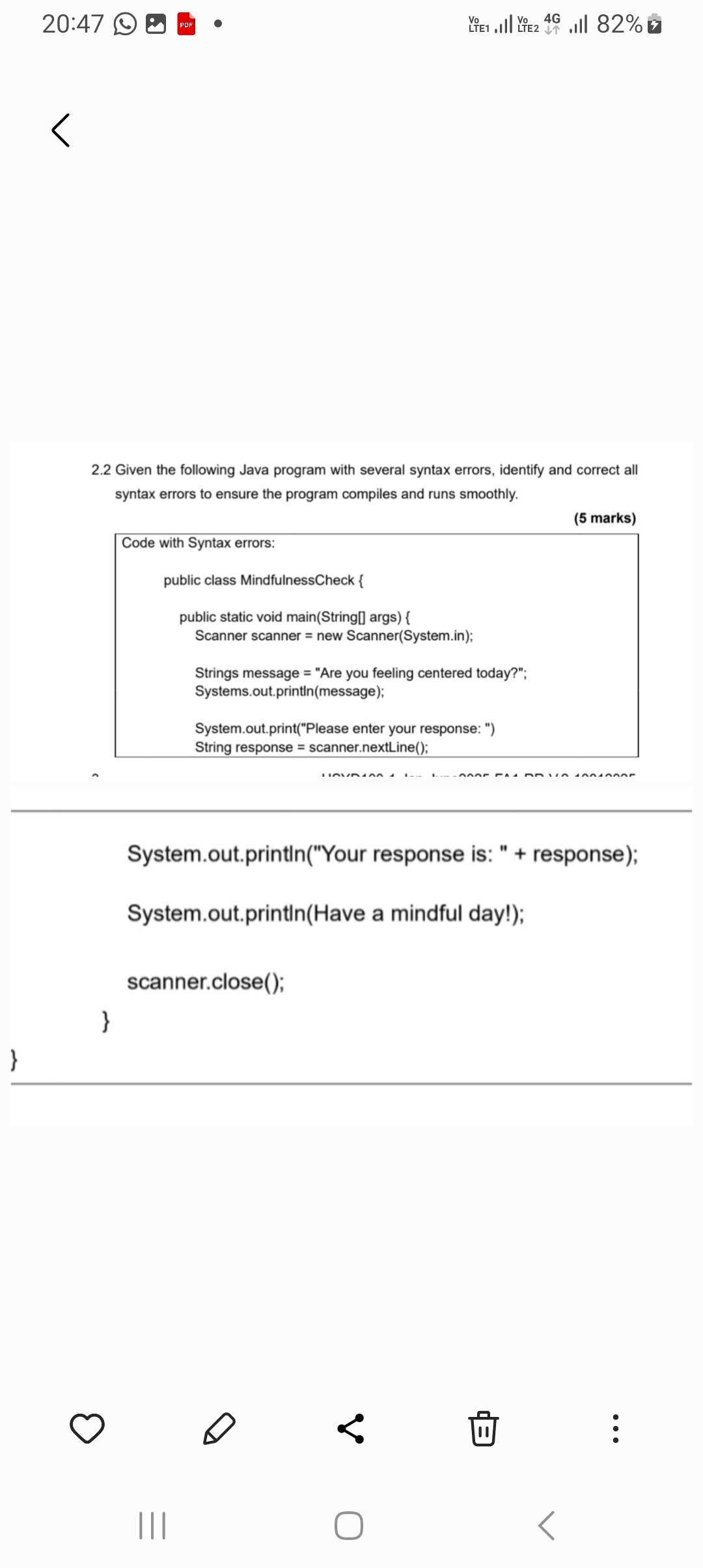 2.2 Given the following Java program with | StudyX