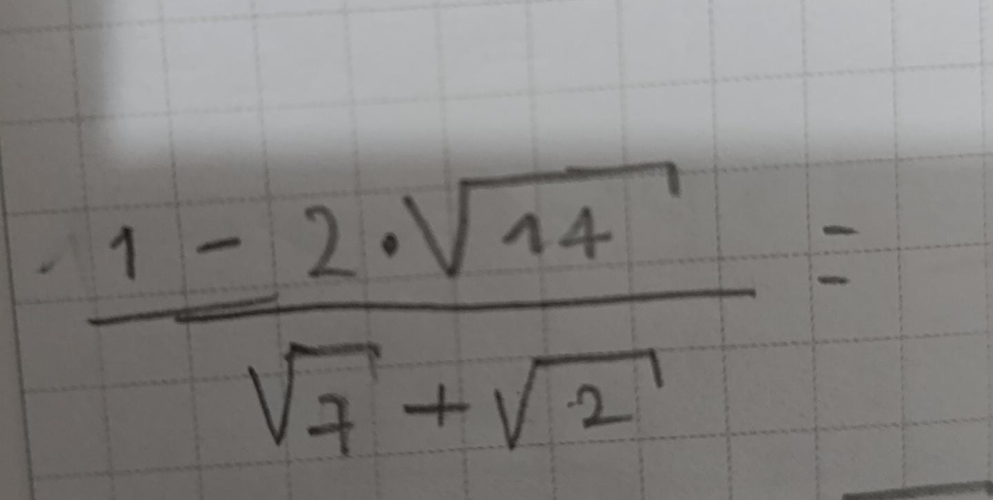 Simplify the expression: (1 - 2 * sqrt(14)) | StudyX