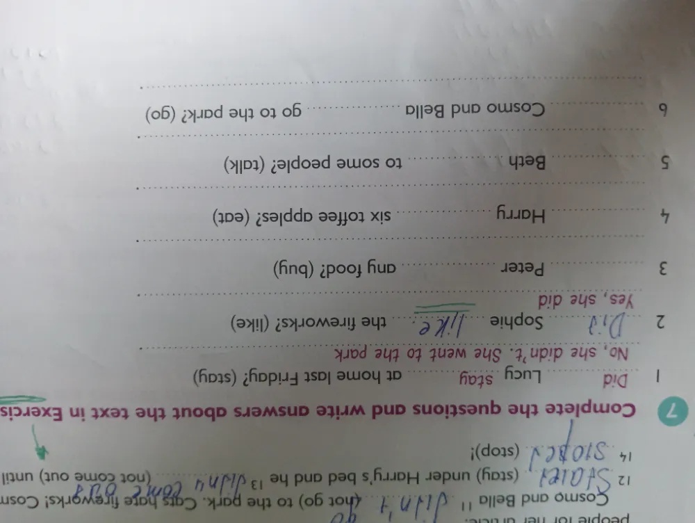 7 Complete the questions and write answers | StudyX