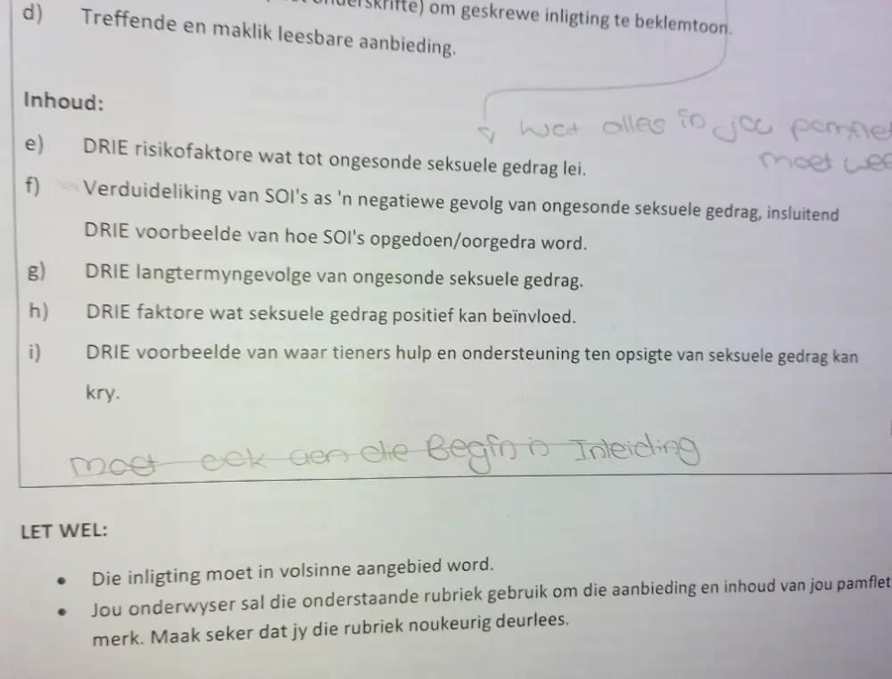 Inhoud: e) DRIE risikofaktore wat tot | StudyX