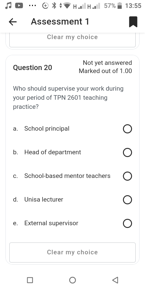 Who should supervise your work during your | StudyX