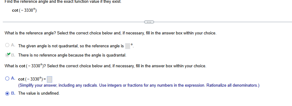Find the reference angle and the exact | StudyX