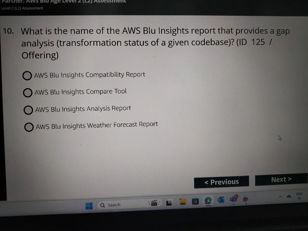 10. What is the name of the AWS Blu Insights | StudyX