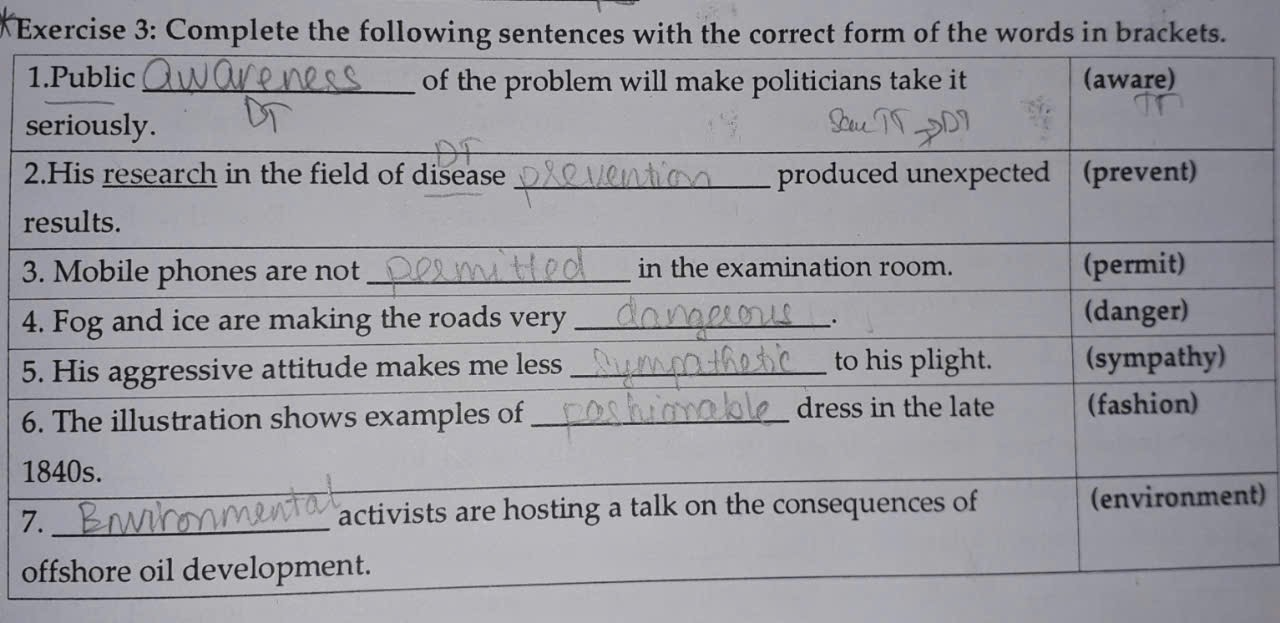 Exercise 3: Complete the following sentences | StudyX