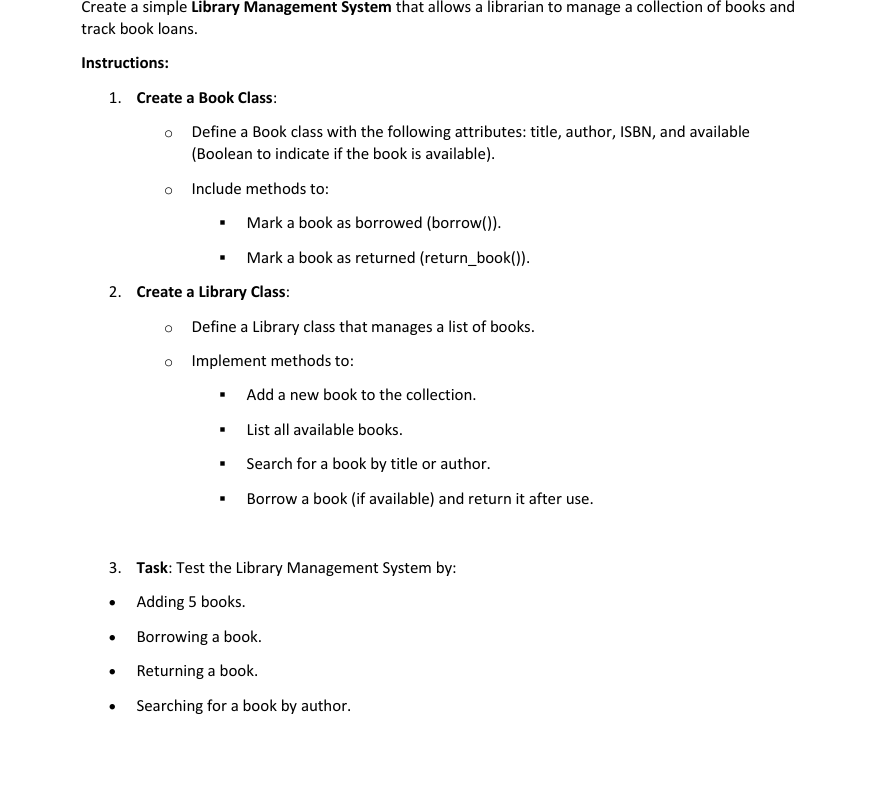 Create a simple Library Management System | StudyX