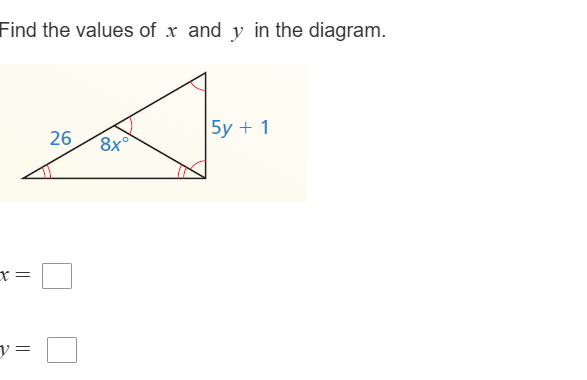 Find the values of $x$ and $y$ in the | StudyX