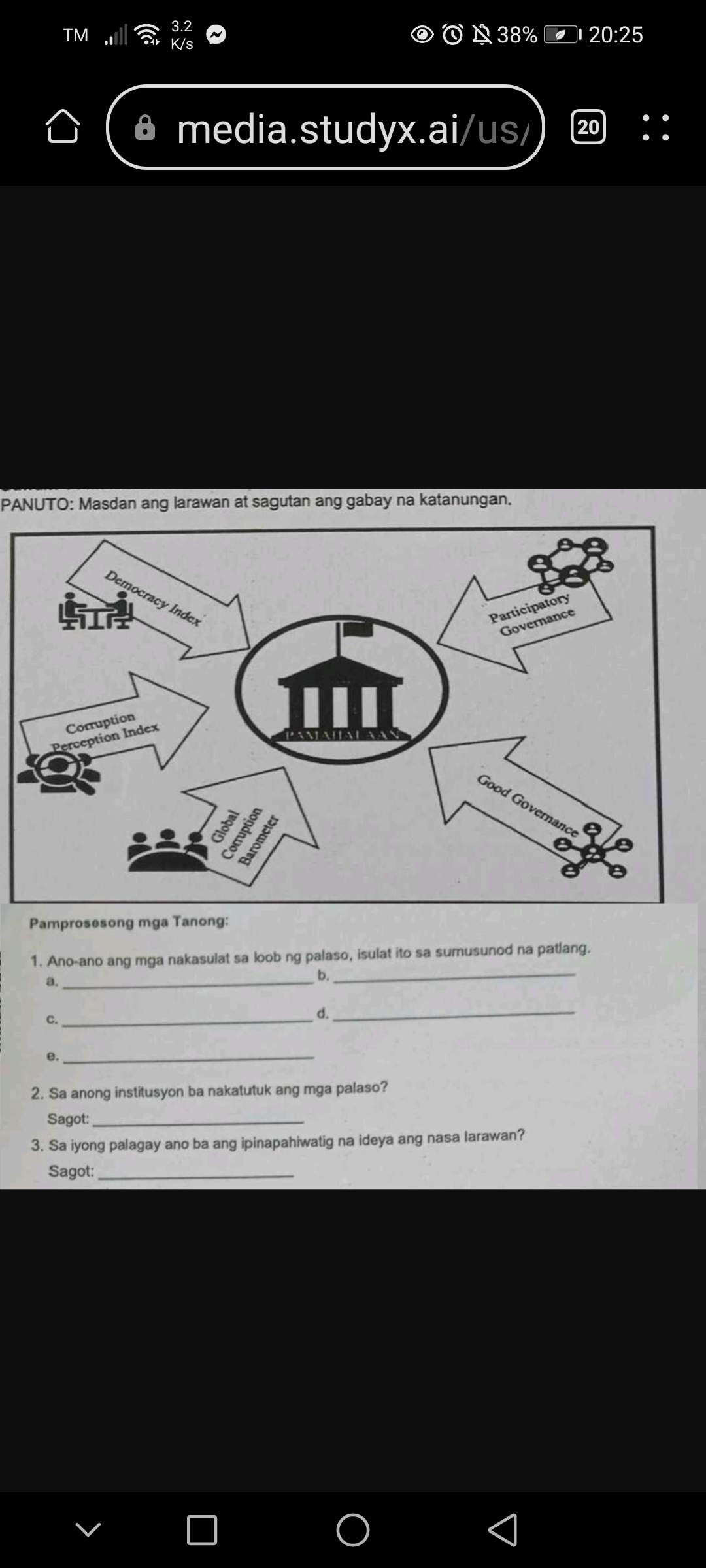 PANUTO: Masdan ang larawan at sagutan ang | StudyX
