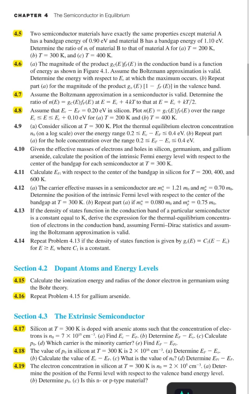 CHAPTER 4 The Semiconductor in Equilibrium | StudyX