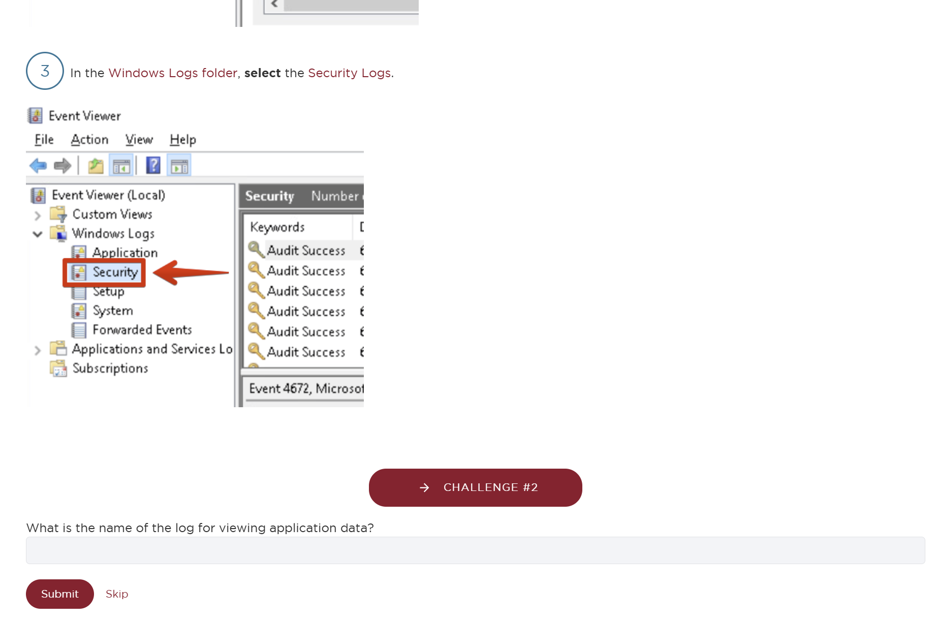 In the Windows Logs folder, select the | StudyX