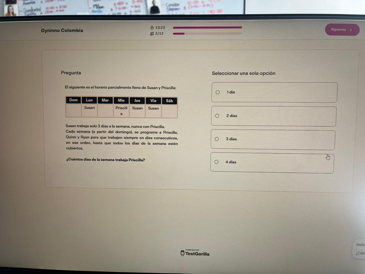 El siguiente es el horario parcialmente | StudyX