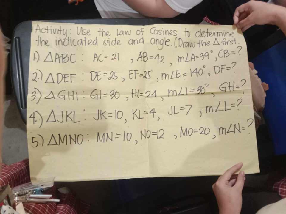 Activity: Use the Law of Cosines to | StudyX