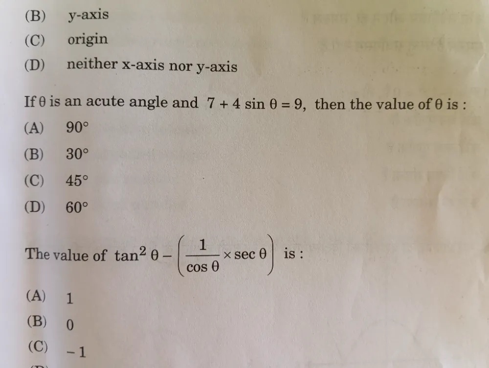 If θ is an acute angle and 7 + 4 sin θ = 9,