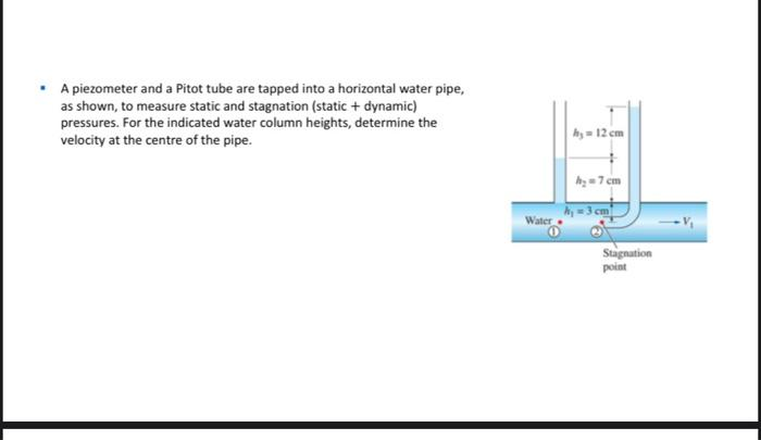 A piezometer and a Pitot tube are tapped | StudyX