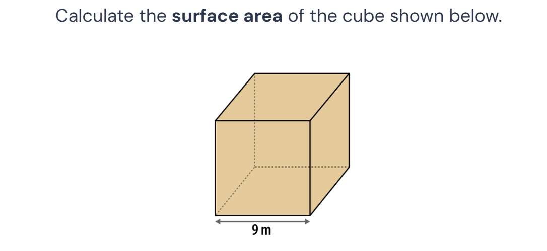 Calculate the surface area of the cube shown | StudyX