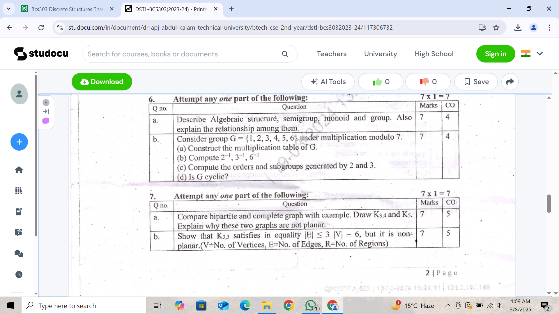 6. Attempt any one part of the following: | StudyX