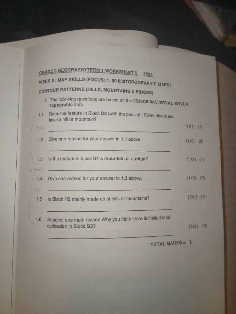 GRADE 9 GEOGRAPHY TERM 1 WORKSHEET 5 2024 | StudyX