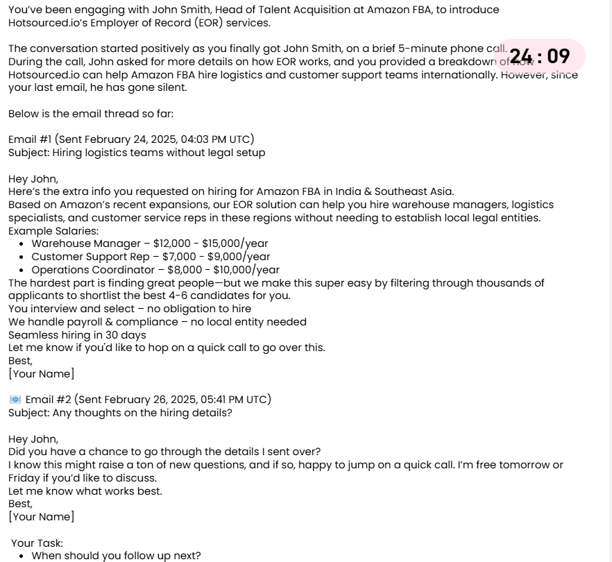 Your Task: * When should you follow up | StudyX