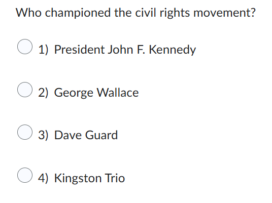 Who championed the civil rights movement? | StudyX