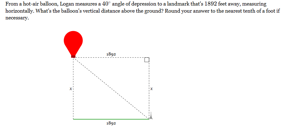 From a hot-air balloon, Logan measures a 40° | StudyX