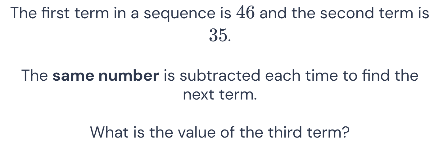 The first term in a sequence is 46 and the | StudyX