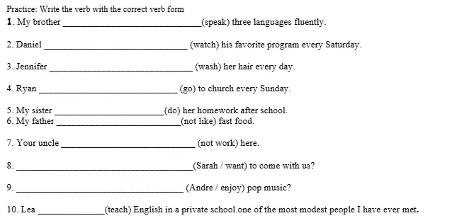 Practice: Write the verb with the correct | StudyX