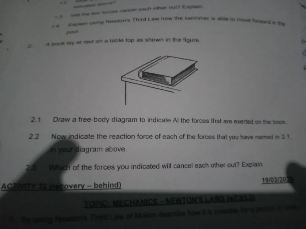 2. A book lay at rest on a table top as | StudyX