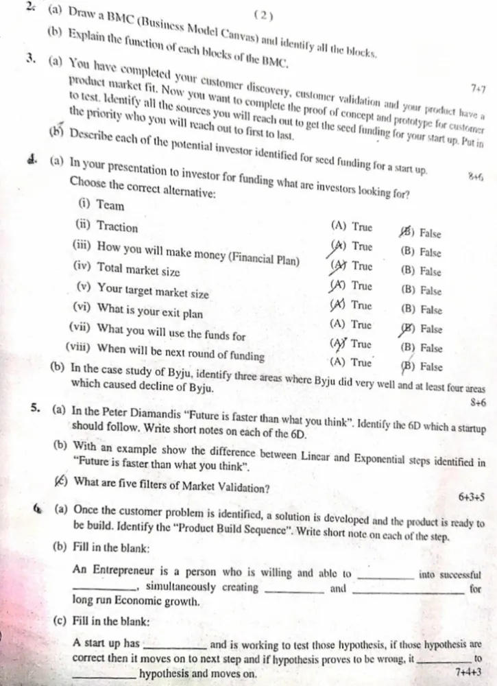 2. (a) Draw a BMC (Business Model Canvas) | StudyX