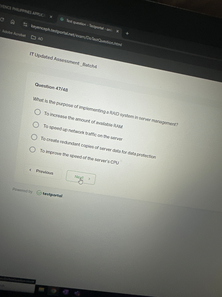 What is the purpose of implementing a RAID | StudyX