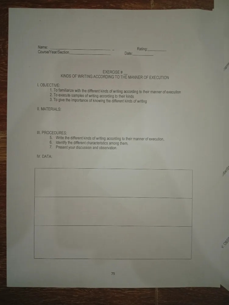 EXERCISE # KINDS OF WRITING ACCORDING TO THE | StudyX