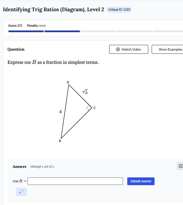 Express cos *B* as a fraction in simplest | StudyX