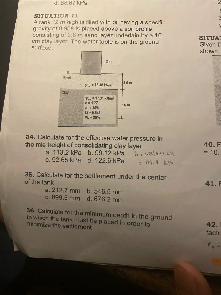 SITUATION 11 A tank 12 m high is filled with