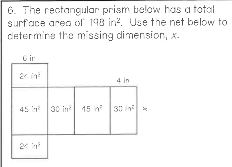 6. The rectangular prism below has a total | StudyX