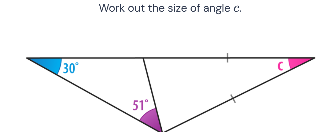 Work out the size of angle $c$. Diagram | StudyX