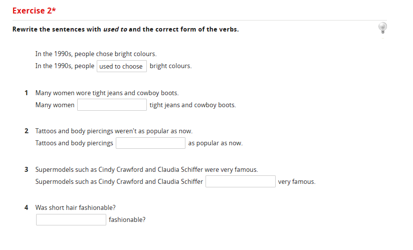 Exercise 2* Rewrite the sentences with used | StudyX