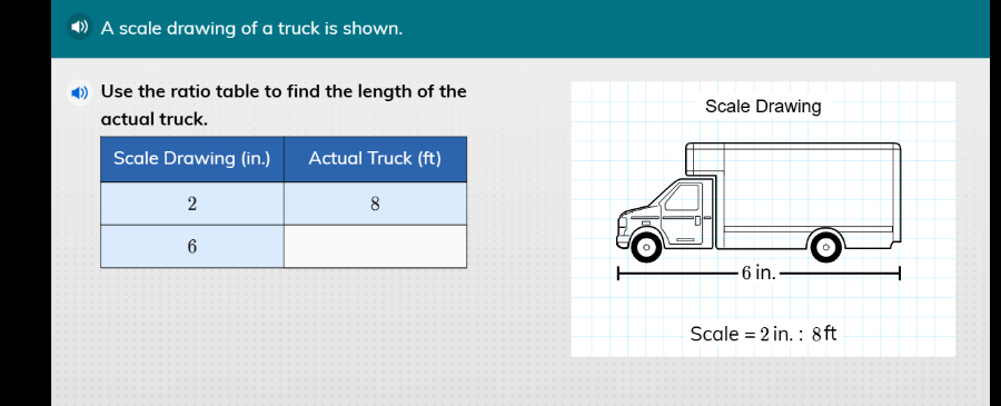 A scale drawing of a truck is shown. Use | StudyX