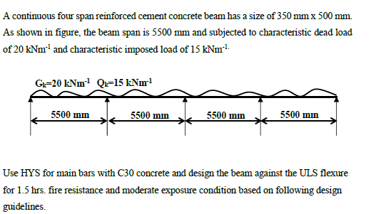 A continuous four span reinforced cement | StudyX