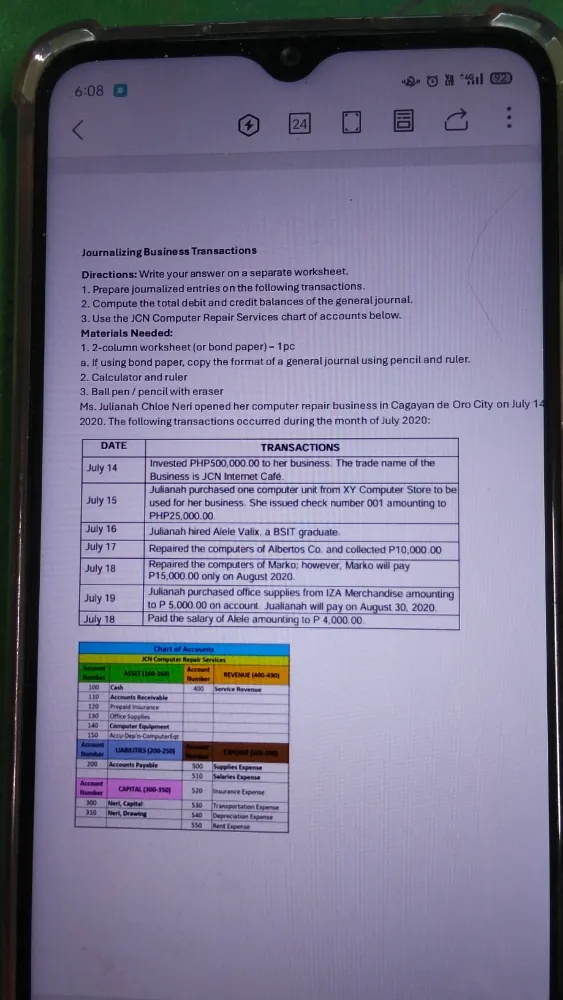 24 Journalizing Business Transactions | StudyX